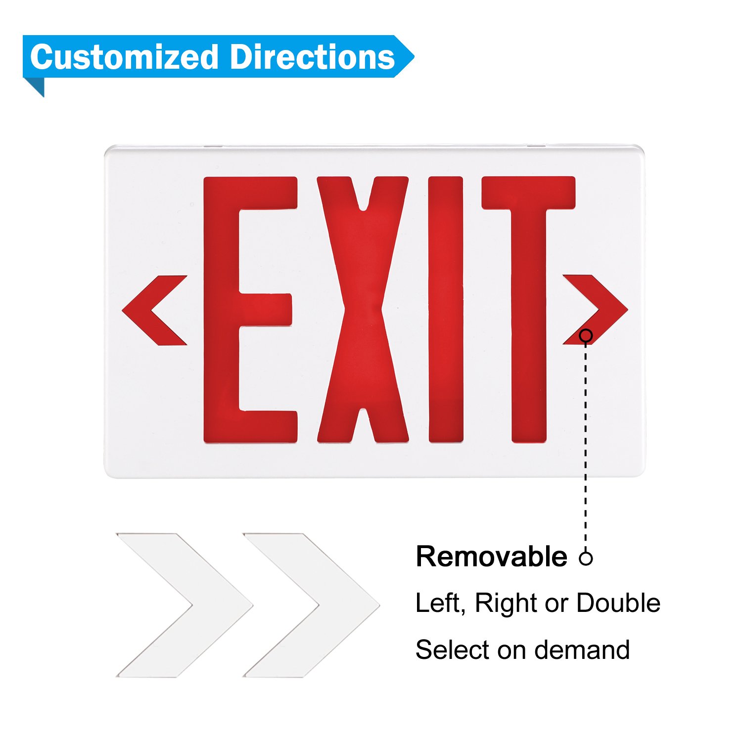 SPECTSUN Led Exit Sign with Battery Backup, Green Exit Light Combo&Double Sided Exit Sign - 6 Pack, Exit Sign Battery/Business Exit Sign Stencil/Exit Combo Light/Lighted Exit Sign/Emergency Exit Light