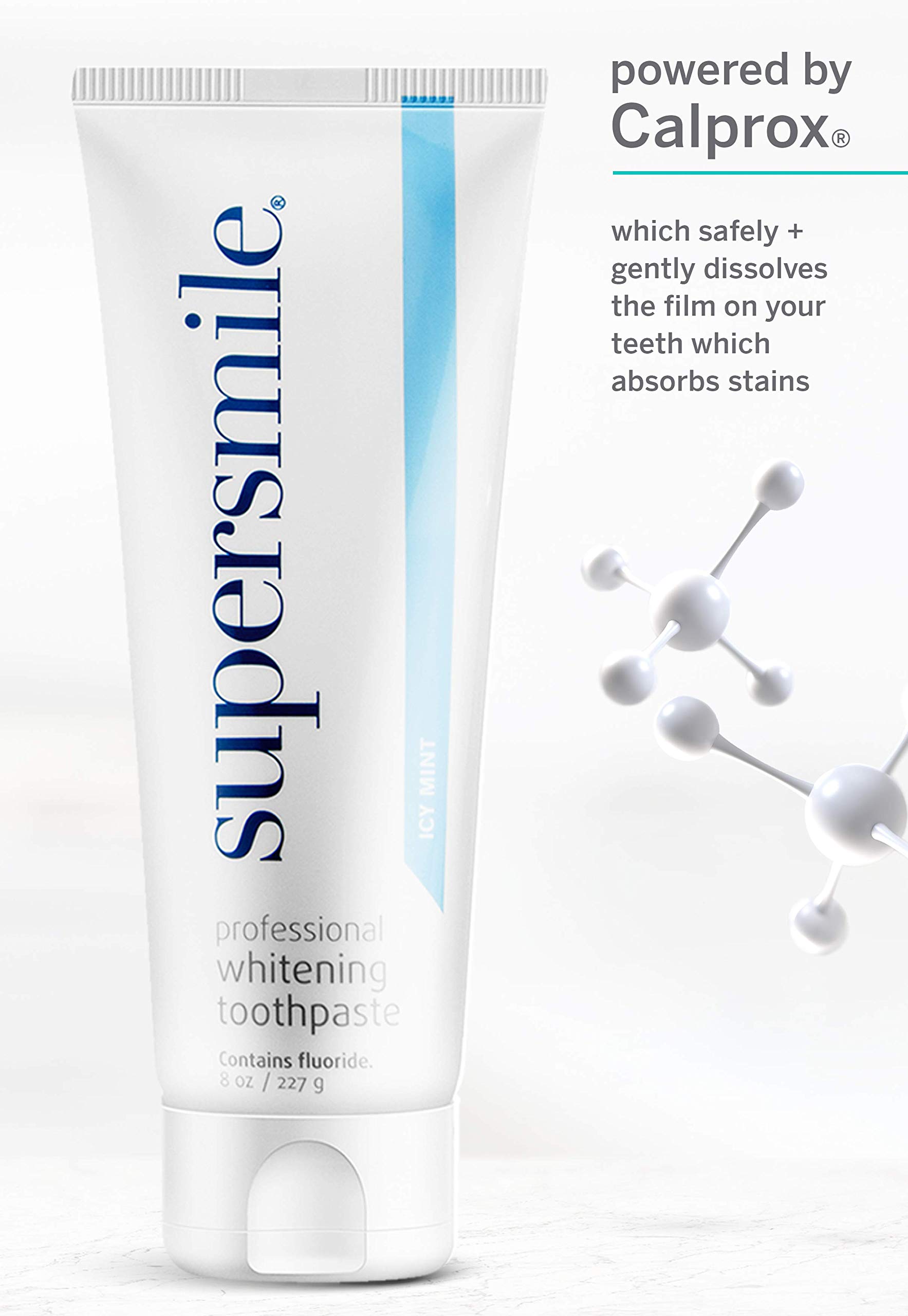 Supersmile Professional Teeth Whitening Toothpaste with Fluoride, Icy Mint, 8 oz