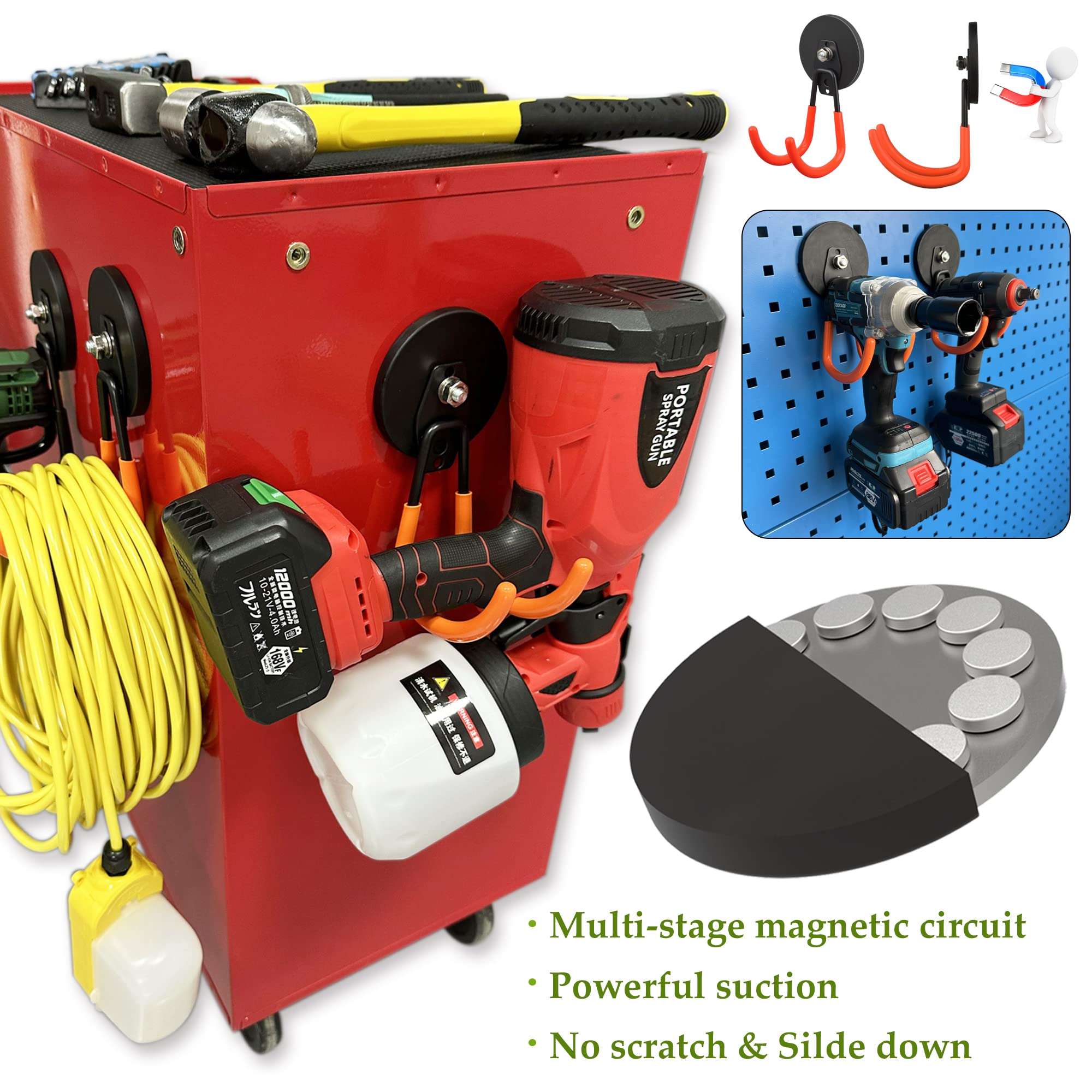 ULIBERMAGNET Strong Magnetic Storage Hooks,Heavy Duty Magnetic Garage Storage Tool Organizer