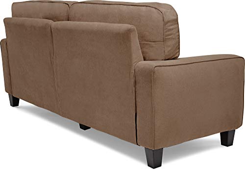 Serta Palisades 78" Track Arm Sofa, Easy Care Polyester, Soft Pillow Back, Pocket Coil Seat Cushions, Removable Covers, Loveseat or Couch for Small Spaces, Living Rooms or Bedrooms, Tan