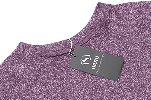 URRU Men's 2 Pack Quick Dry Workout T-Shirts Compression Athletic Baselayer Tee Gym Training Tops, Black/Purple S