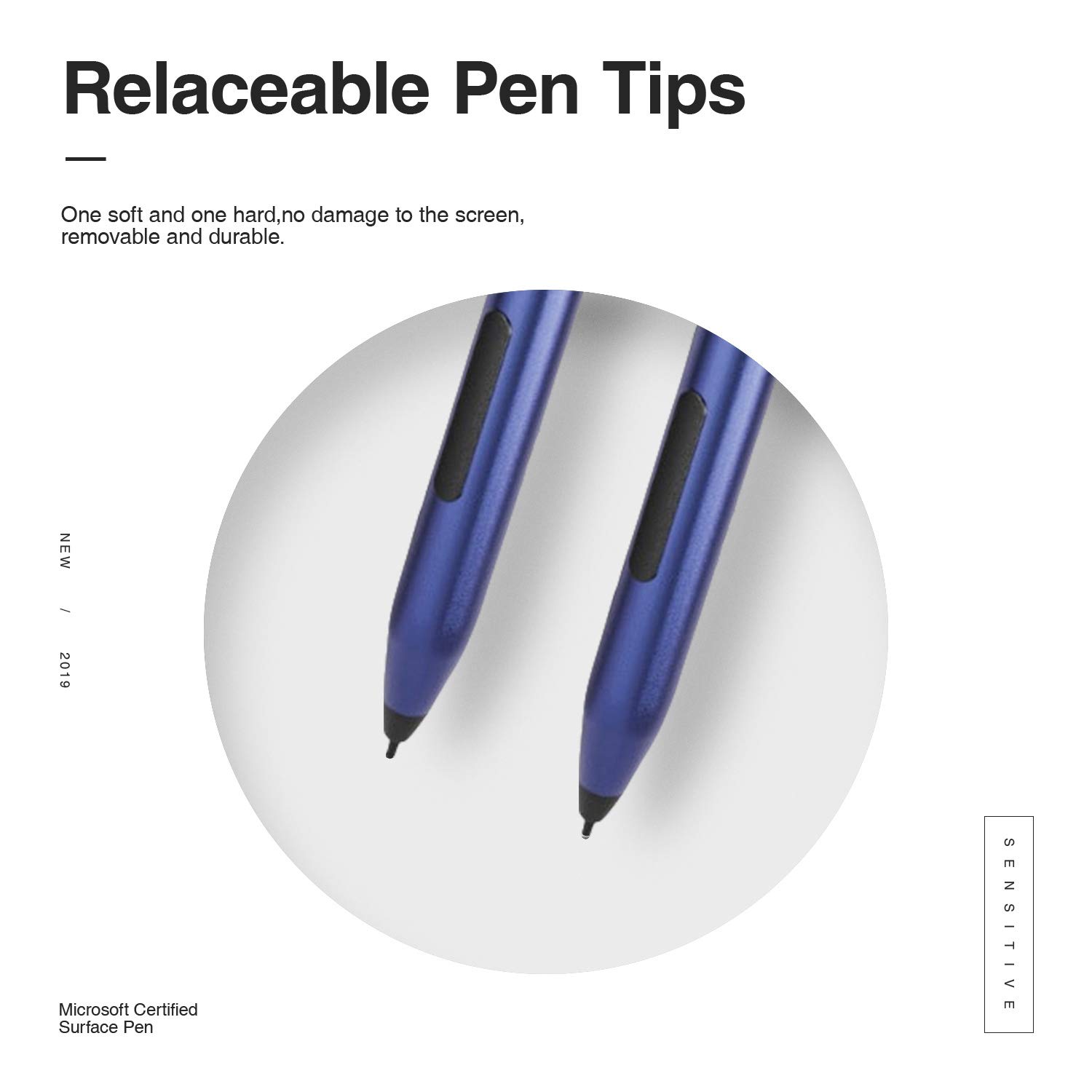 Surface Pen, Skymirror Microsoft Pen Compatible with Surface Pro 9/8/7+/X/7/6/5/4/3, Surface Book 3/2/1, Surface Go, Surface Laptop, Surface Go Laptop with high Pressure Sensitivity (Blue)