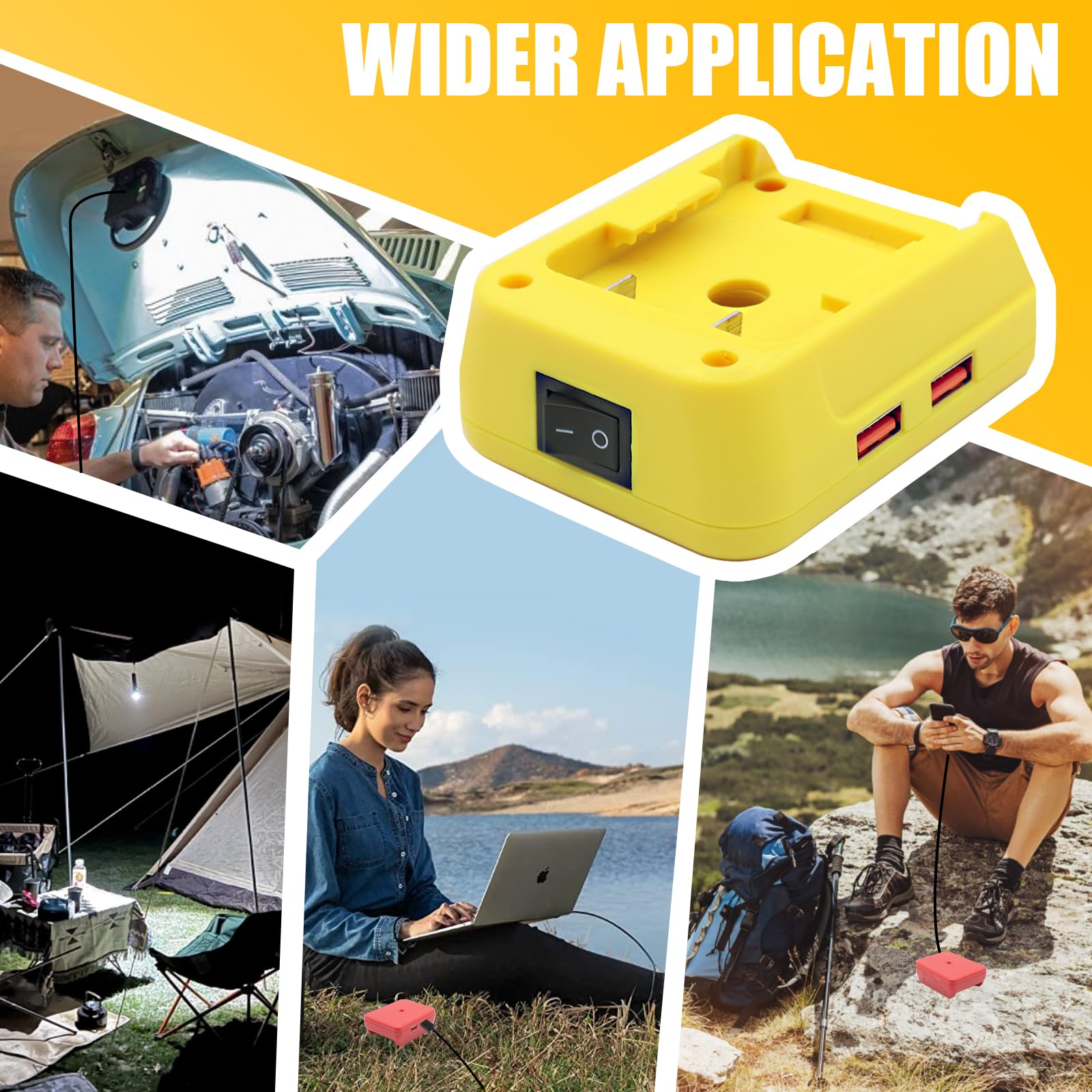 USB Battery Adapter Phone Charger Compatible with Dewalt 20v Max Battery Cordless Portable Battery Power Adapter Converter Connector Holder, Tool Only