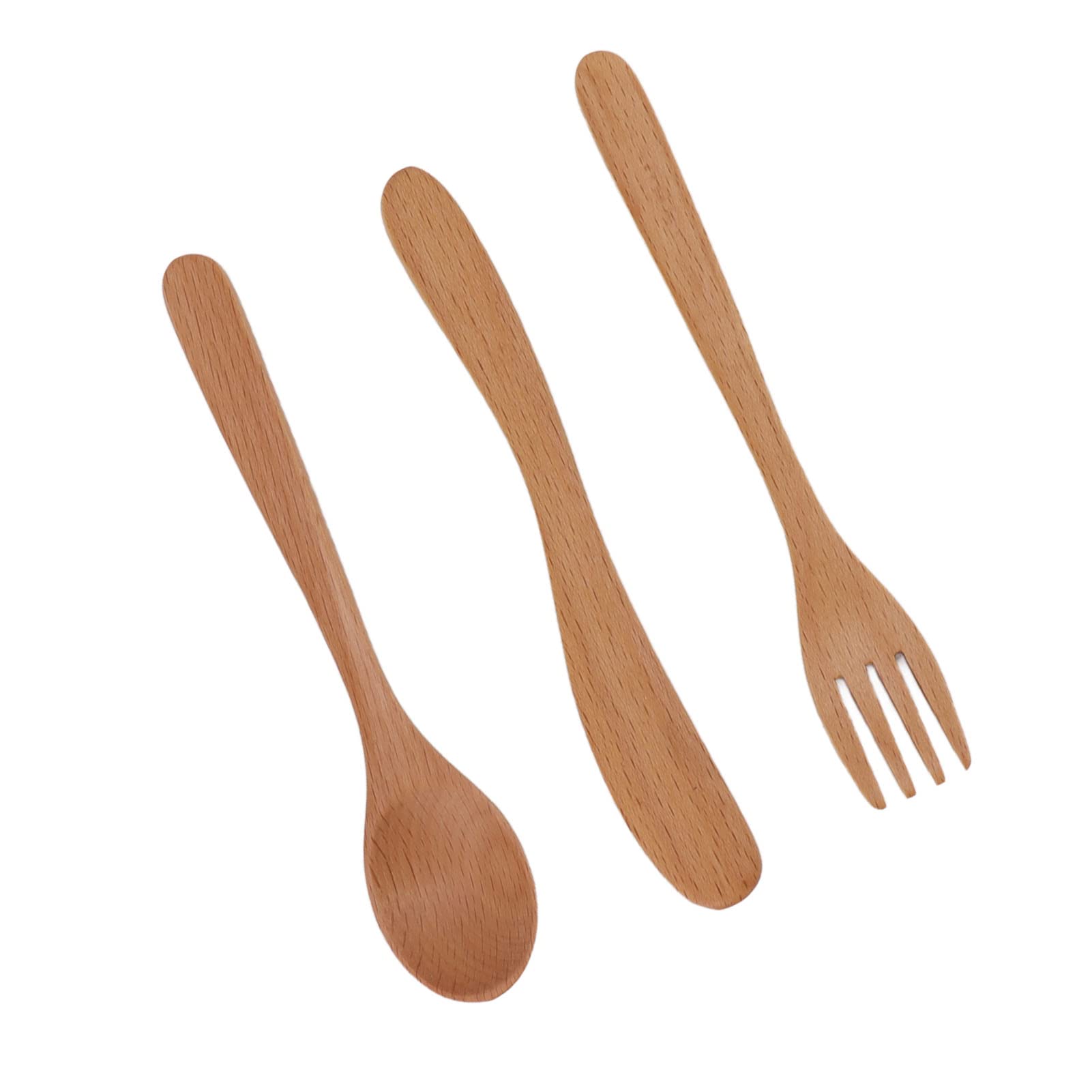 Wooden Flatware Set Utensil Cutlery Fork Spoon Kitchen Cutlery Set Beech Japan Knife Fork Spoon Beech Wooden Cooking Utensil for Forking Table Spoon Flatware Sets
