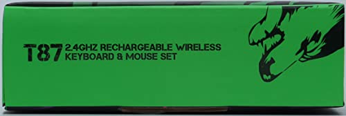 Wireless Gaming Keyboard Mouse and Wrist Rest Set with 87 Key Rainbow Backlight Rechargeable 3800mAh Battery Mechanical Feel Anti-ghosting Ergonomic Waterproof Mute Mice for PC Mac Gamer (Black Mix)