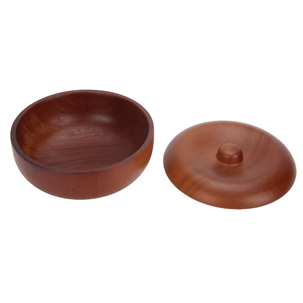 Wooden Shaving Brush Bowl with Lid for Shaving Soap & Cream, Men's Large Deep Size Bowl Pottery Cup for Manual Shaving