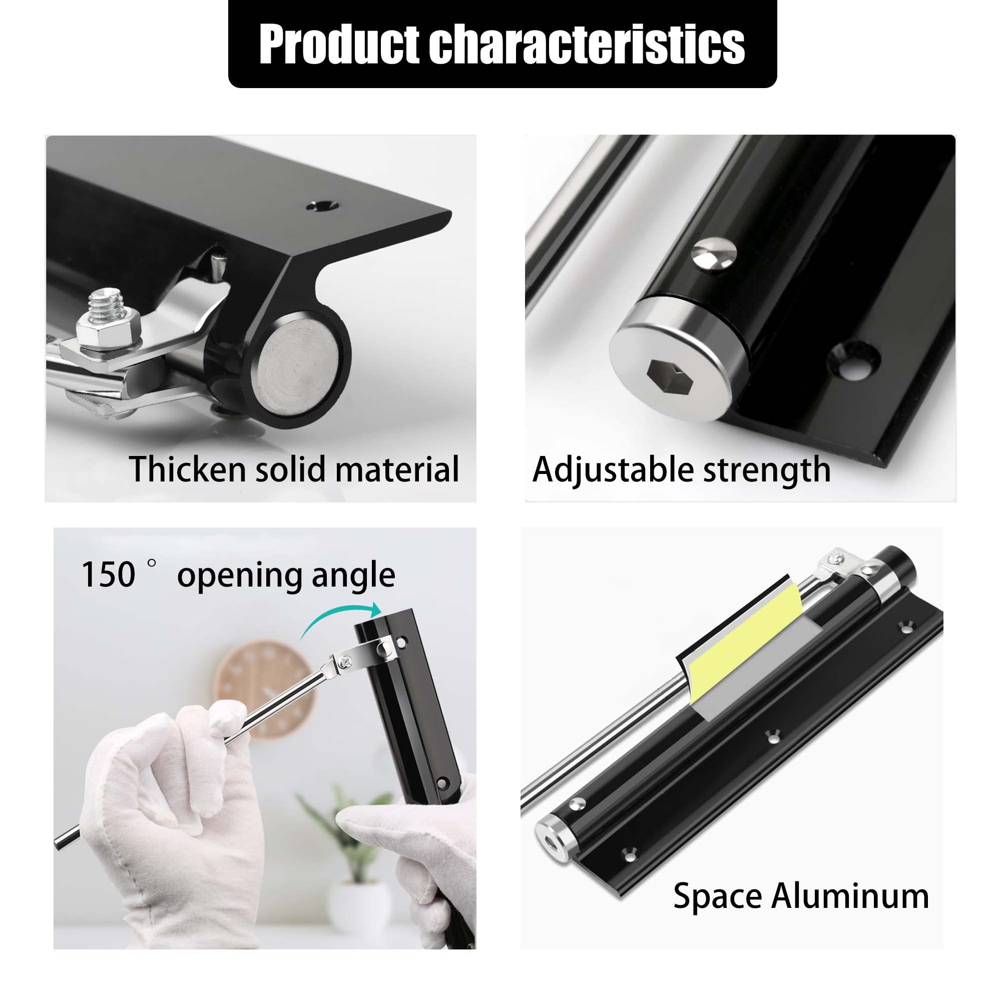 SooGree Safety Spring Door Closer, 304 Stainless Steel Noise Reduction Large Door Closer for Residential and Commercial - Silver
