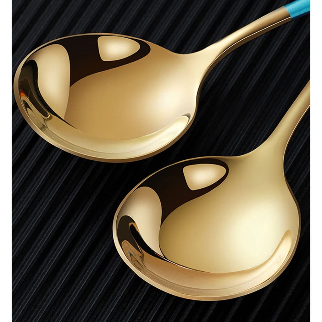Spoons Silverware Dessert Spoon Stainless Steel Soup Spoon Soup Spoon Household Eating Spoon Coffee Stirring Spoon Spoon Two Pieces Spoon Set (Color : B)