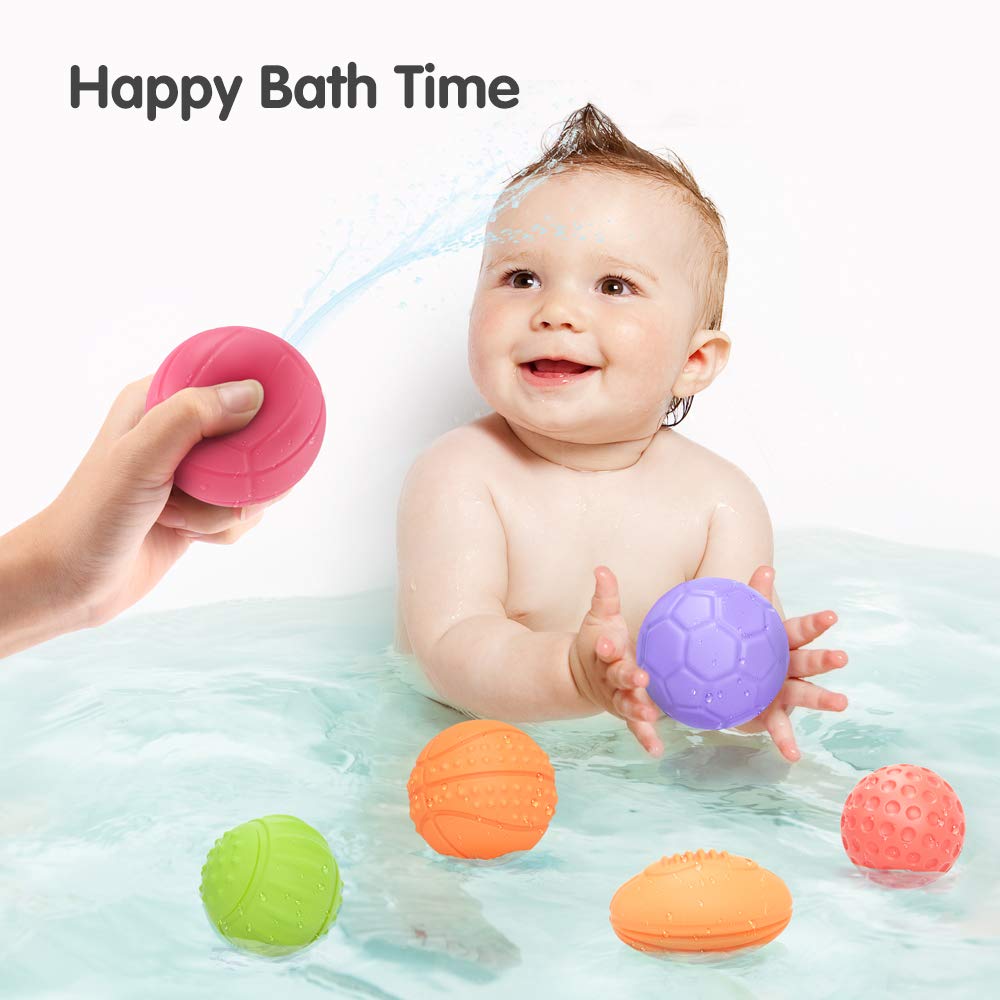 TUMAMA 6 Pack Sensory Balls and Massage Stress Balls, Easter Egg Textured Multi Ball Set for Babies & Toddlers,Fun Bouncy Ball Party Favors