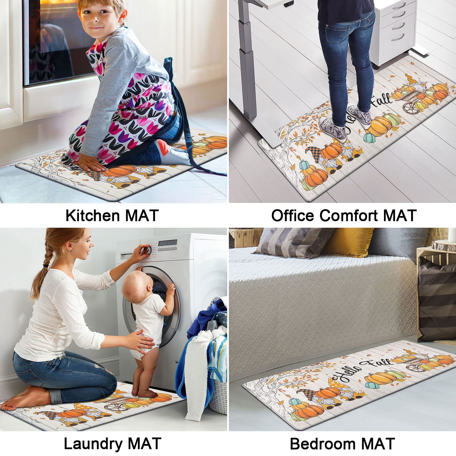 U'Artlines Fall 2Piece Anti Fatigue Kitchen Rugs and Mats+Fall Doormat 32"×48"
