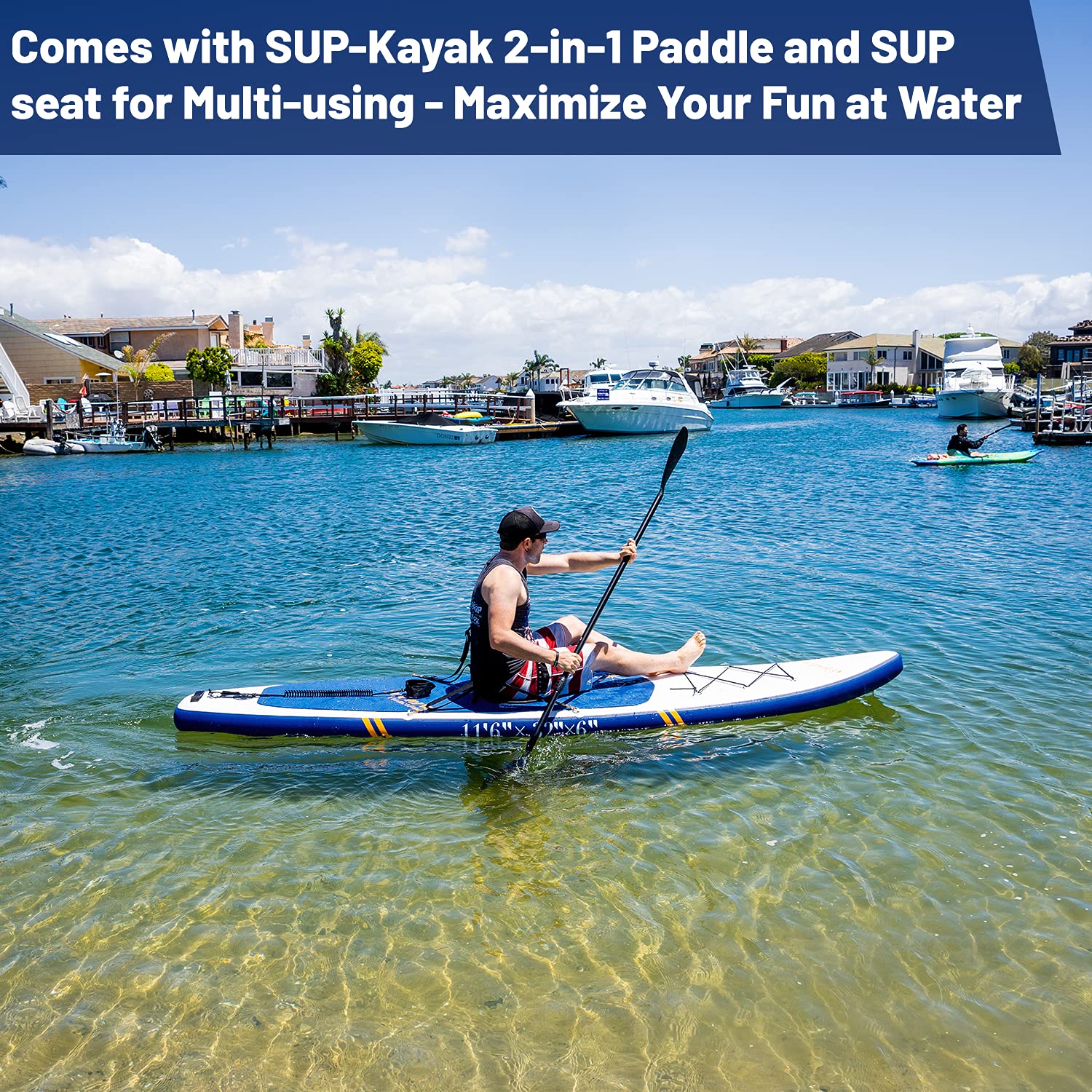 Soopotay SUP Inflatable Paddle Boards for Adults, 11'6'' x 32'' x 6'' Stand Up Paddleboard, Blow Up Paddle Board with Kayak Function, iSUP Package Includes