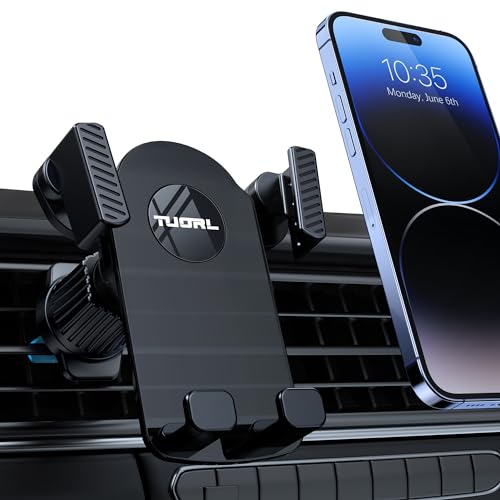 TUORL Universal Car Phone Mount, Compatible with 99% Air Vents, Adjustable 360-degree Swivel Head, Fits All Smartphones, Black