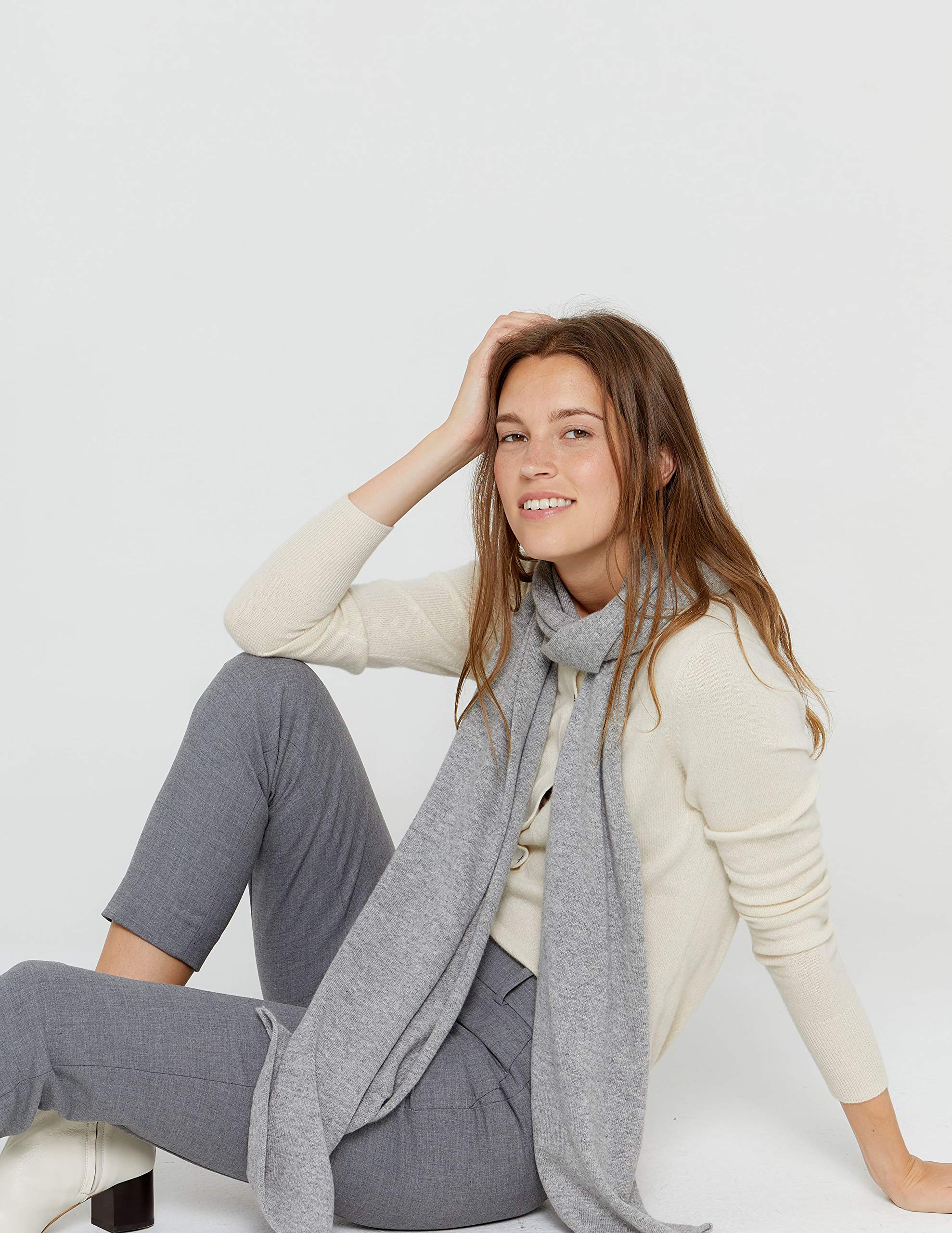 State Cashmere Unisex Long Jersey Knit Scarf Made with 100% Pure Inner Mongolian Cashmere - Elegant, Soft, & Versatile - Ultra Warm Winter Accessories - (Pale Charcoal, 80"x13.5")