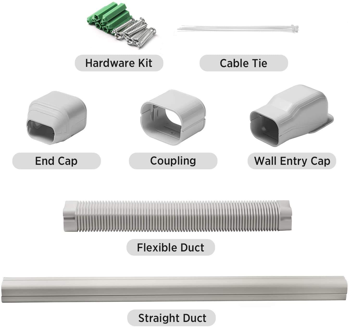 TURBRO 3’’ W × 7.5’ L Decorative PVC Line Cover Kit for Mini Split and Central Air Conditioners, AC Heat Pumps Systems
