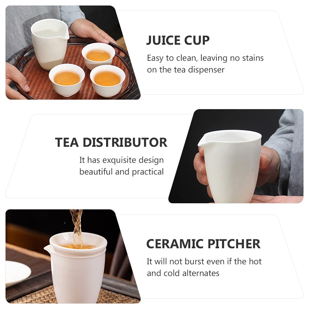 YARNOW Ceramic Chinese Gong Kung Fu Tea Cup Milk Pitcher Cha Hai Tea Fairness Cup Sharing Pitcher Gong Dao Bei Cup (White)