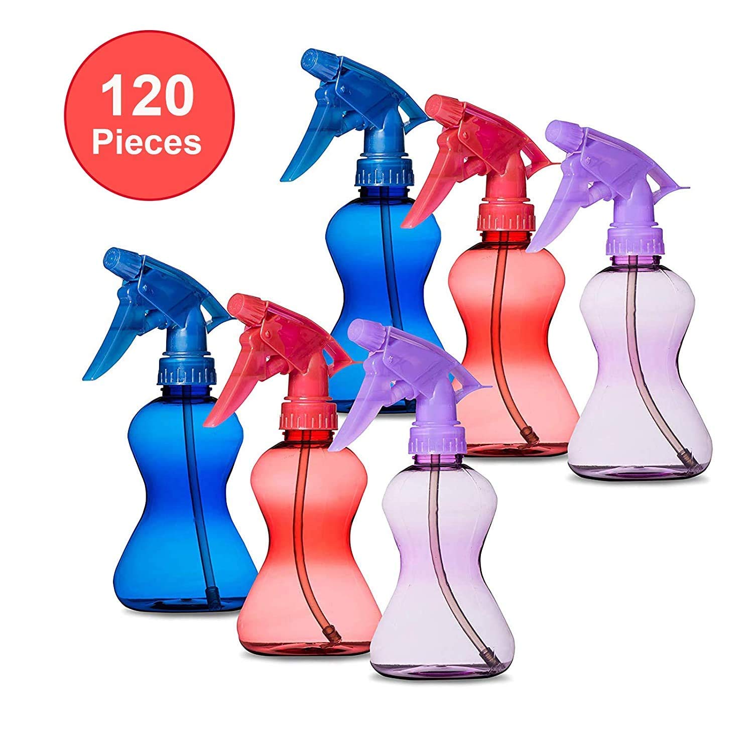 Water Spray Bottles for Hair - 10 Oz Empty Spray Bottles for Cleaning β 6 Pack Mini Squirt Bottles - Small Spray Bottles Mist Sprayer - Plastic Spray bottles for Cleaning 2 Blue, 2 Red, and 2 Purple