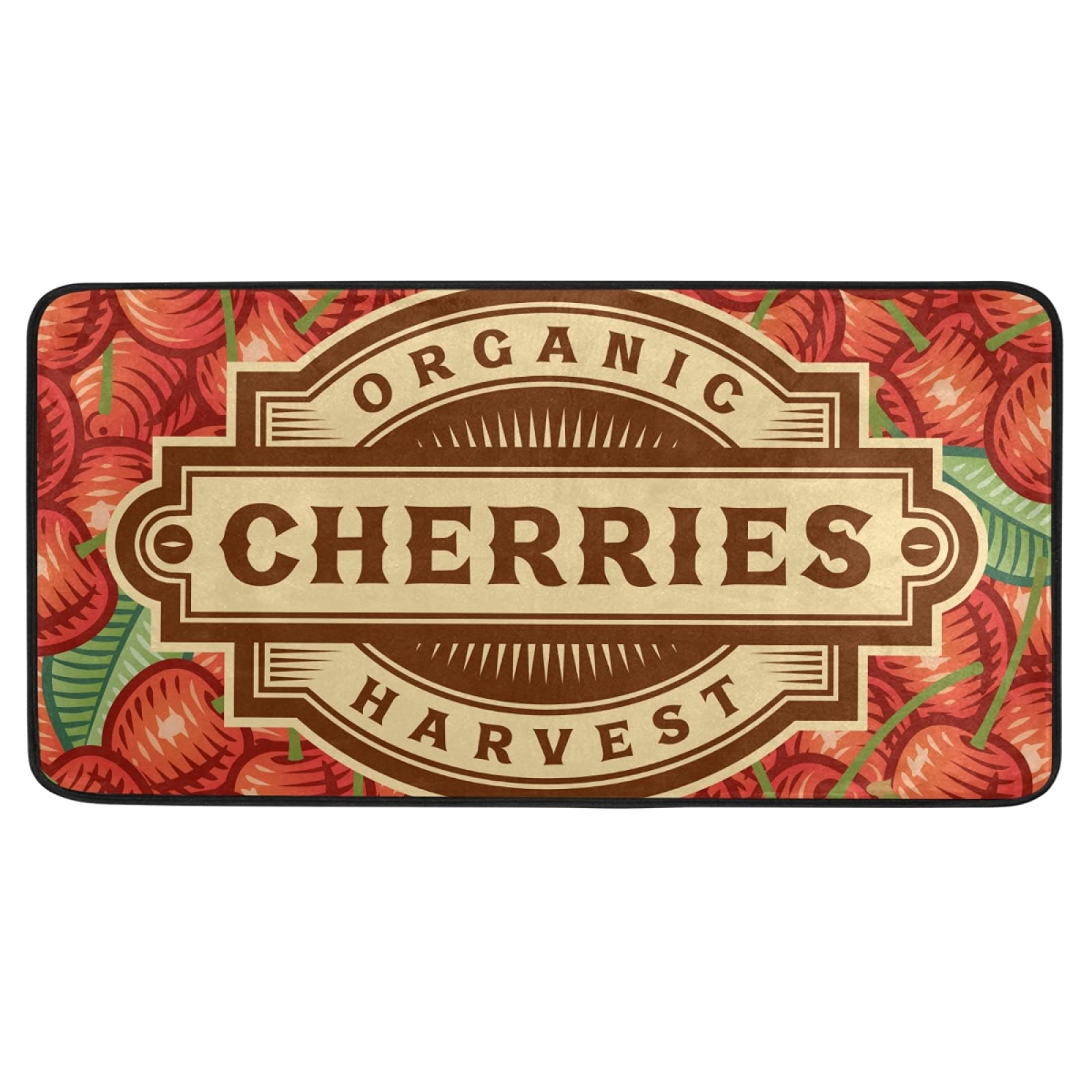 Vintage Red Cherry Kitchen Fruit Kitchen Rug Floor Mat Anti Fatigue Kitchen Mats 39 x 20 in Non Slip Absorbent Cushion Comfort Standing Mat Carpet for Home Decor
