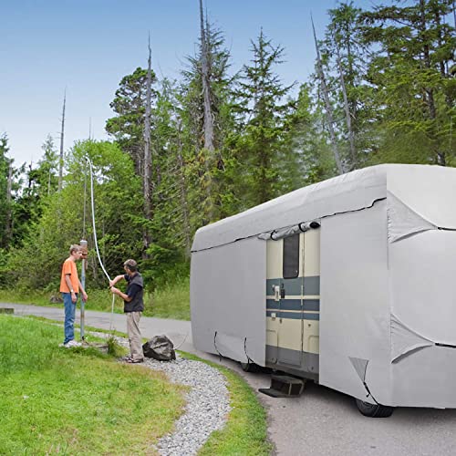 Umbrauto Class A RV Cover Thick 3 Layers Polypro Anti-UV Camper Cover Fits 34-37Ft Motorhome Breathable Waterproof Quick Drying, Grey