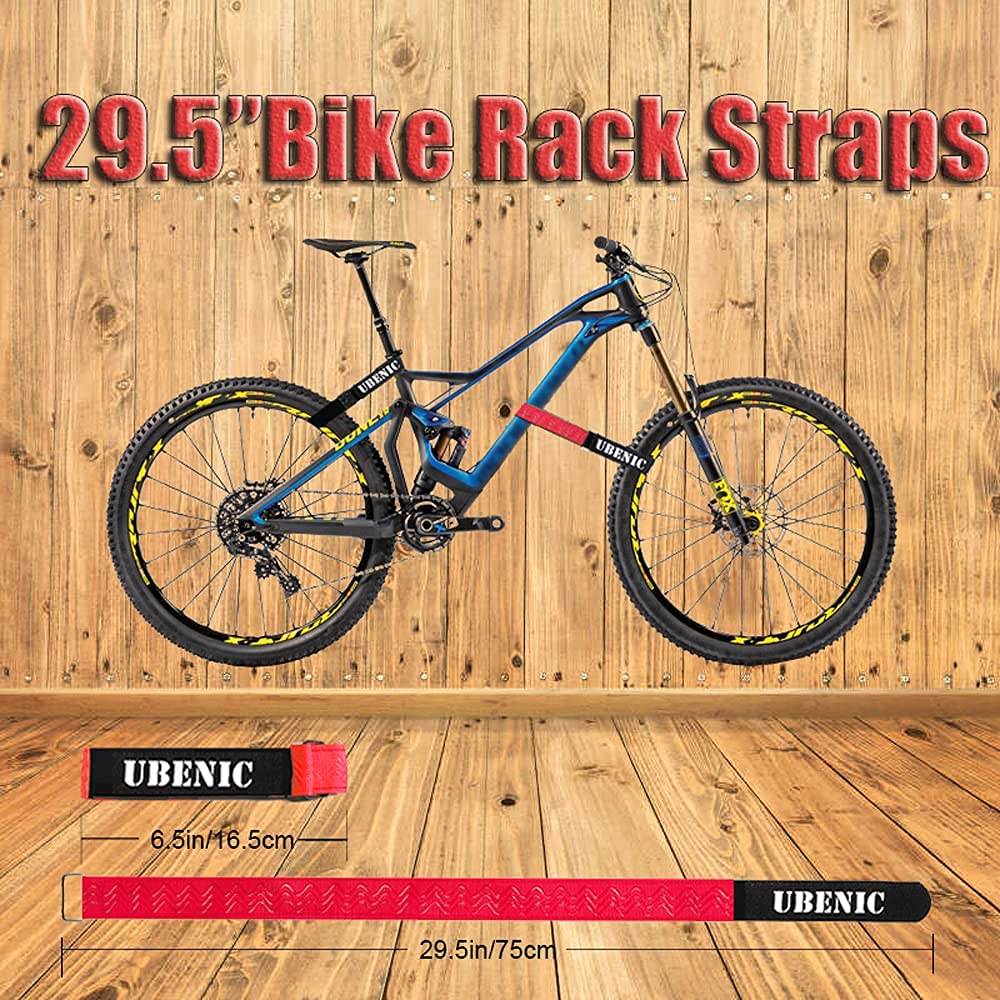 Ubenic 4 Pcs Adjustable Bike Rack Strap 29.5" Bike Wheel Strap with Buckle Gel, Bike Storage Strap for Bicycle Wheel, Bike Wheel Stabilizer Replacement, Bicycle Straps for Rack