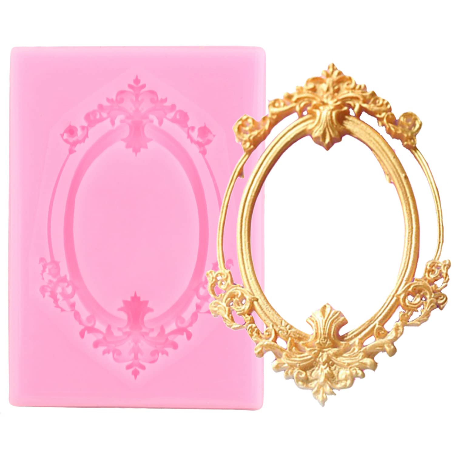 ZiXiang Photo Frame Silicone Molds Baroque Style Picture Frames Fondant Mold For Cupcake Topper Cake Decoration Chocolate Candy Polymer Clay Gum Paste Set Of 4