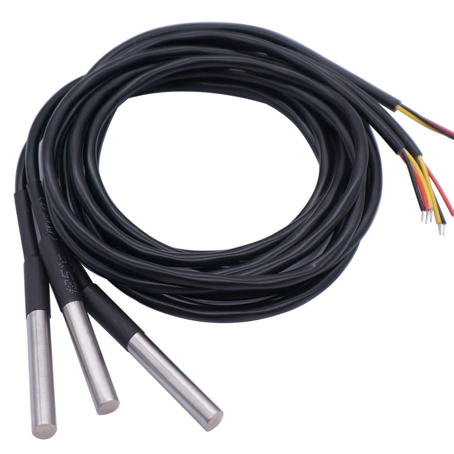 Twidec/ 3Pcs DS18B20 Waterproof Temperature Sensors 1M Length Digital Thermal Stainless Steel Probe Temperature Controller DS18B20-1M