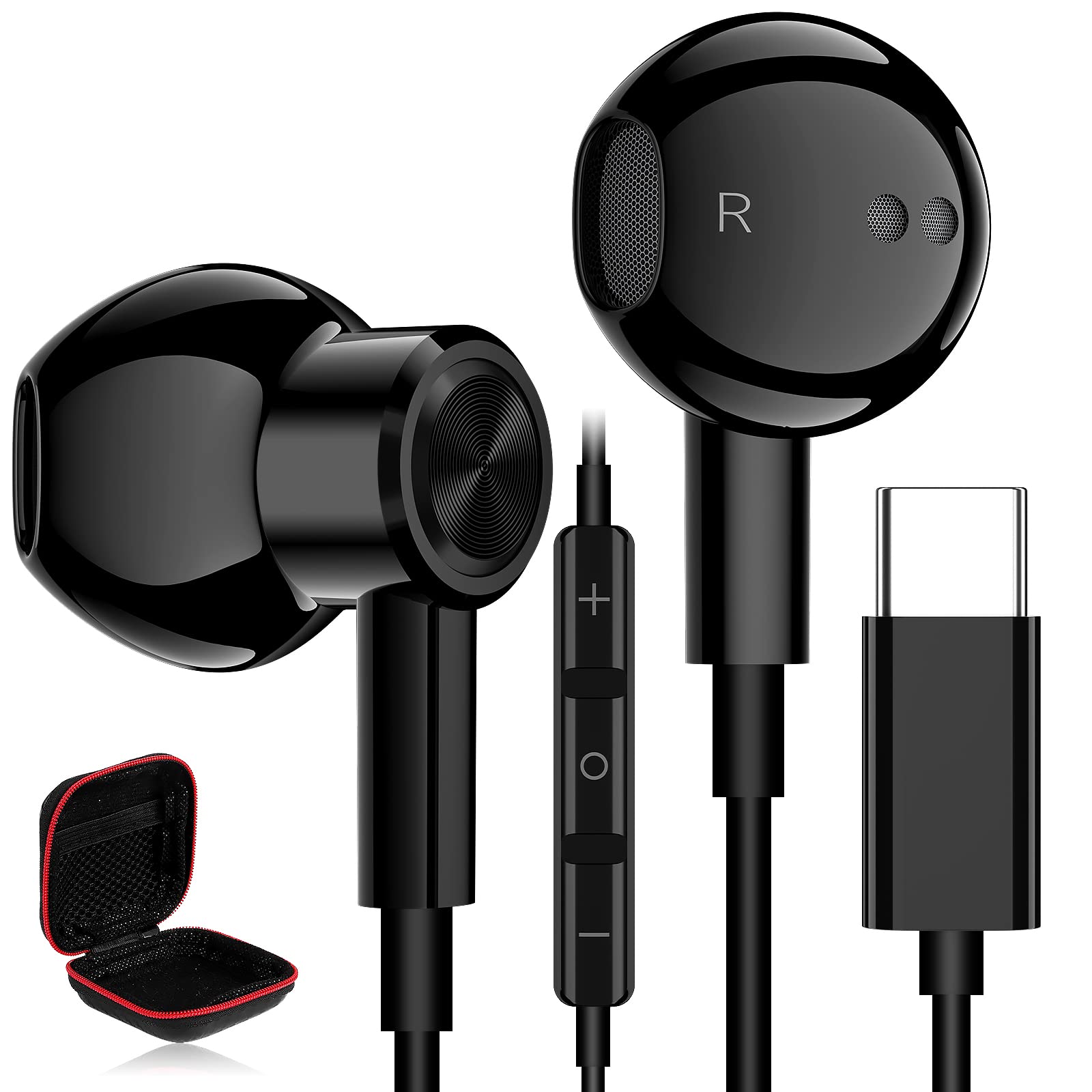 USB C Headphone Wired Earbuds for Samsung S22 Ultra S21 FE, Magnetic Stereo Earphone HiFi Digital DAC USB Type C Earphones with Mic for Google Pixel 6 Pro OnePlus 10 Pro 10T 9 8T Galaxy S22+ Note 20