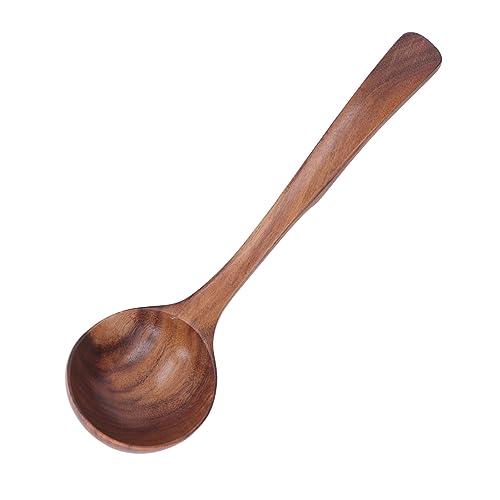 Serving Ladle Solid Wood Curved Handle Wooden Spoon Elegant Safe and Reliable Hotel Kitchen Utensils (Type A)