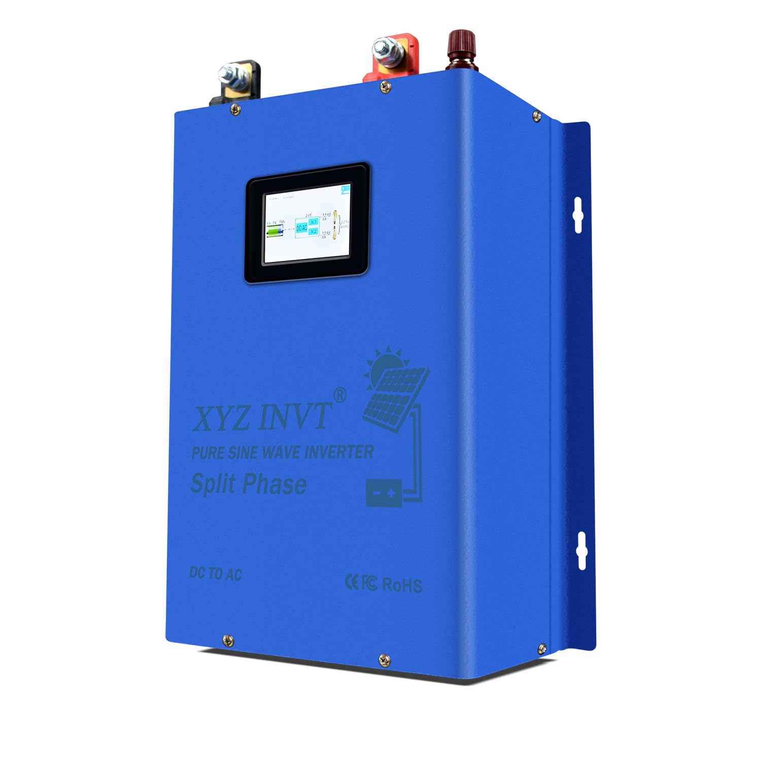 XYZ INVT 3500W 120/240V Split Phase Pure Sine Wave Off-Grid 7000W Peak Inverter 24V DC to AC Output for Solar Systems