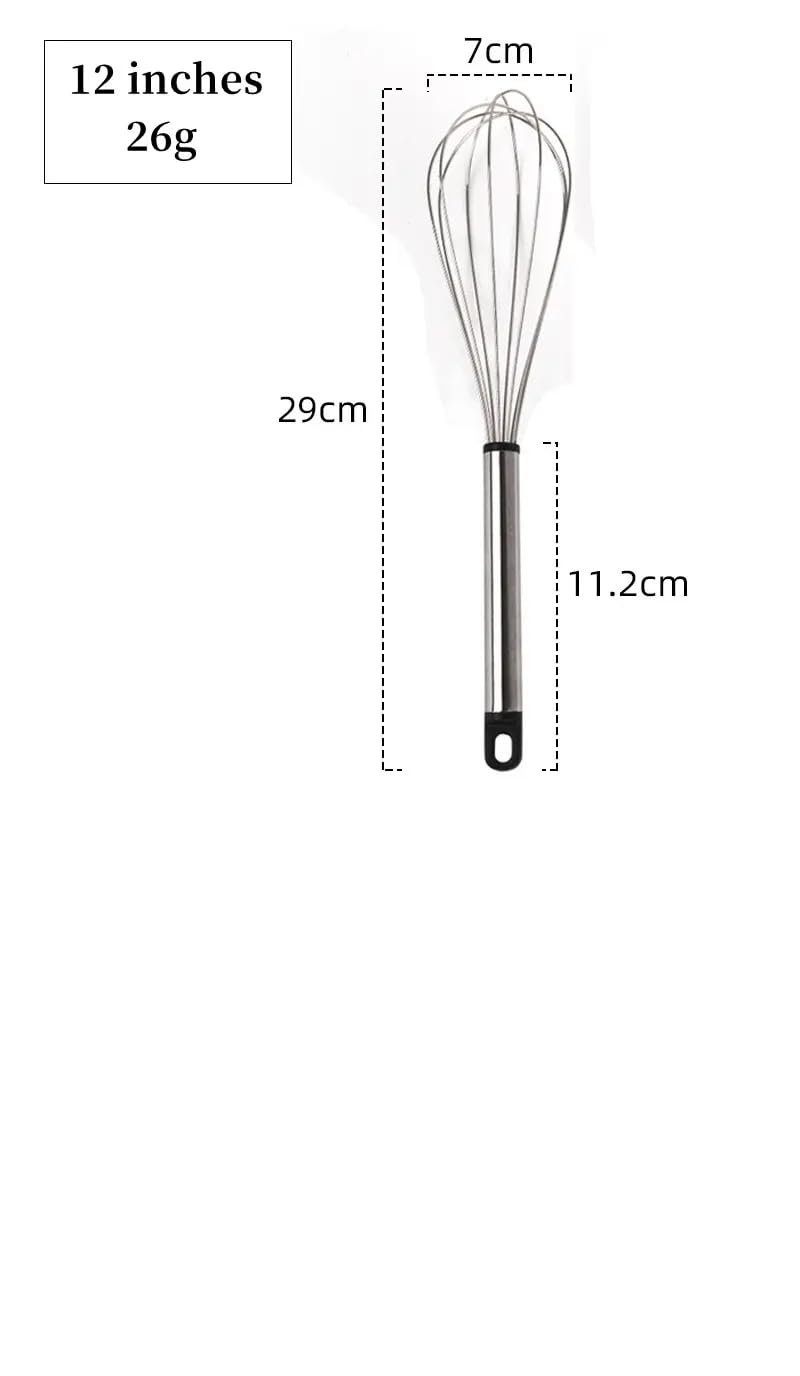 Stainless Steel Whisks(8,10 and 12 inches) Egg Beater Whisk for Baking and Cooking - Compact, Durable, and Versatile Kitchen Utensil for Mixing, Blending, and Whisking Ingredients
