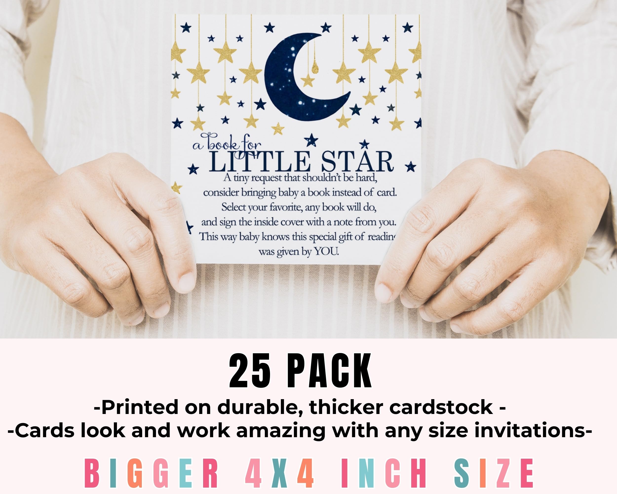 Twinkle Little Star Books for Baby Shower Cards, Invitation Inserts Boys Book Request, Bring Book Instead of Cards Poem, Cute Storybook-Theme Ideas, 25 Pack