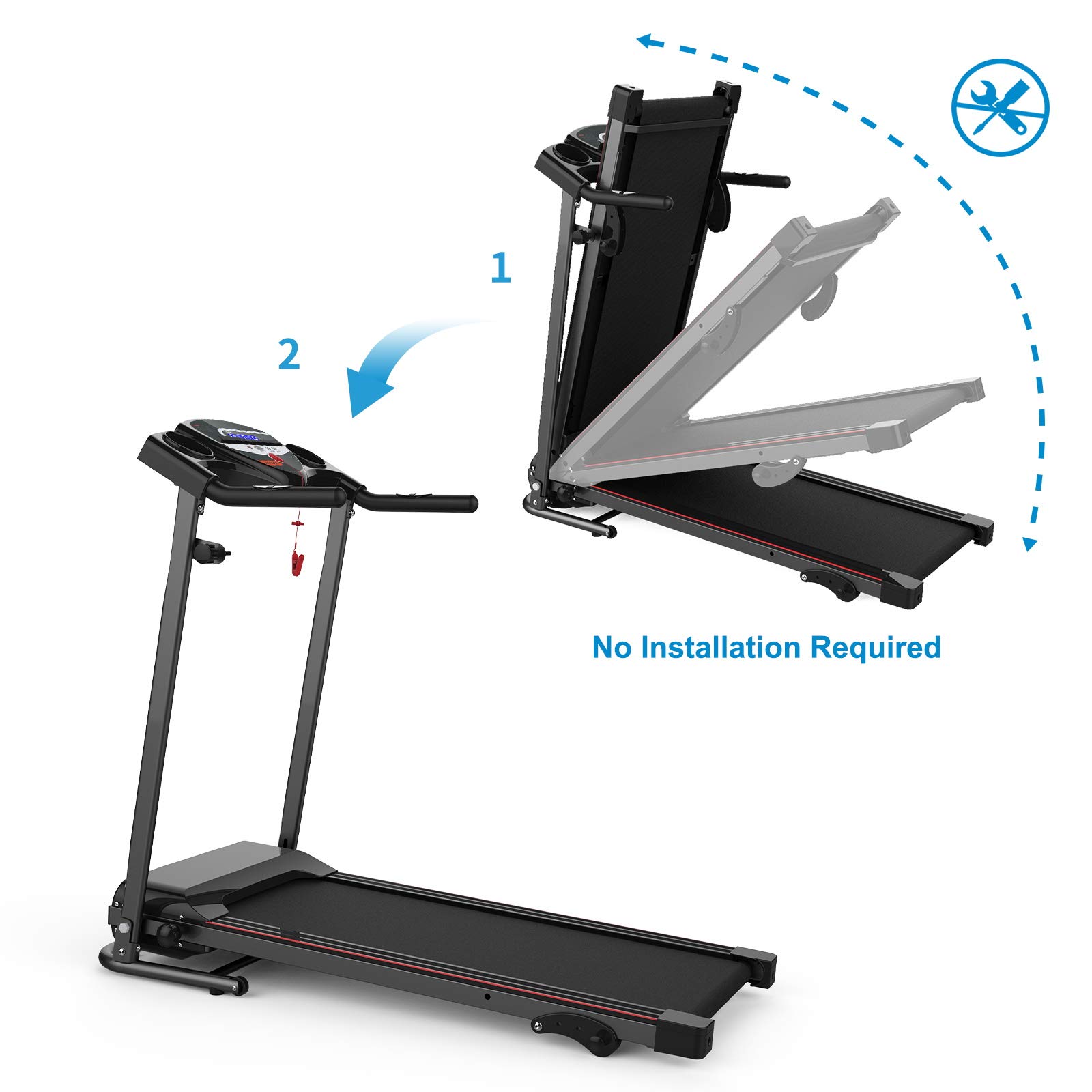 SHAREWIN Folding Treadmills for Home Portable Electric with Incline Running Exercise Machine Compact Treadmill with LCD and Mobile Phone Holder Perfect for Home Fitness Workout Jogging Walking