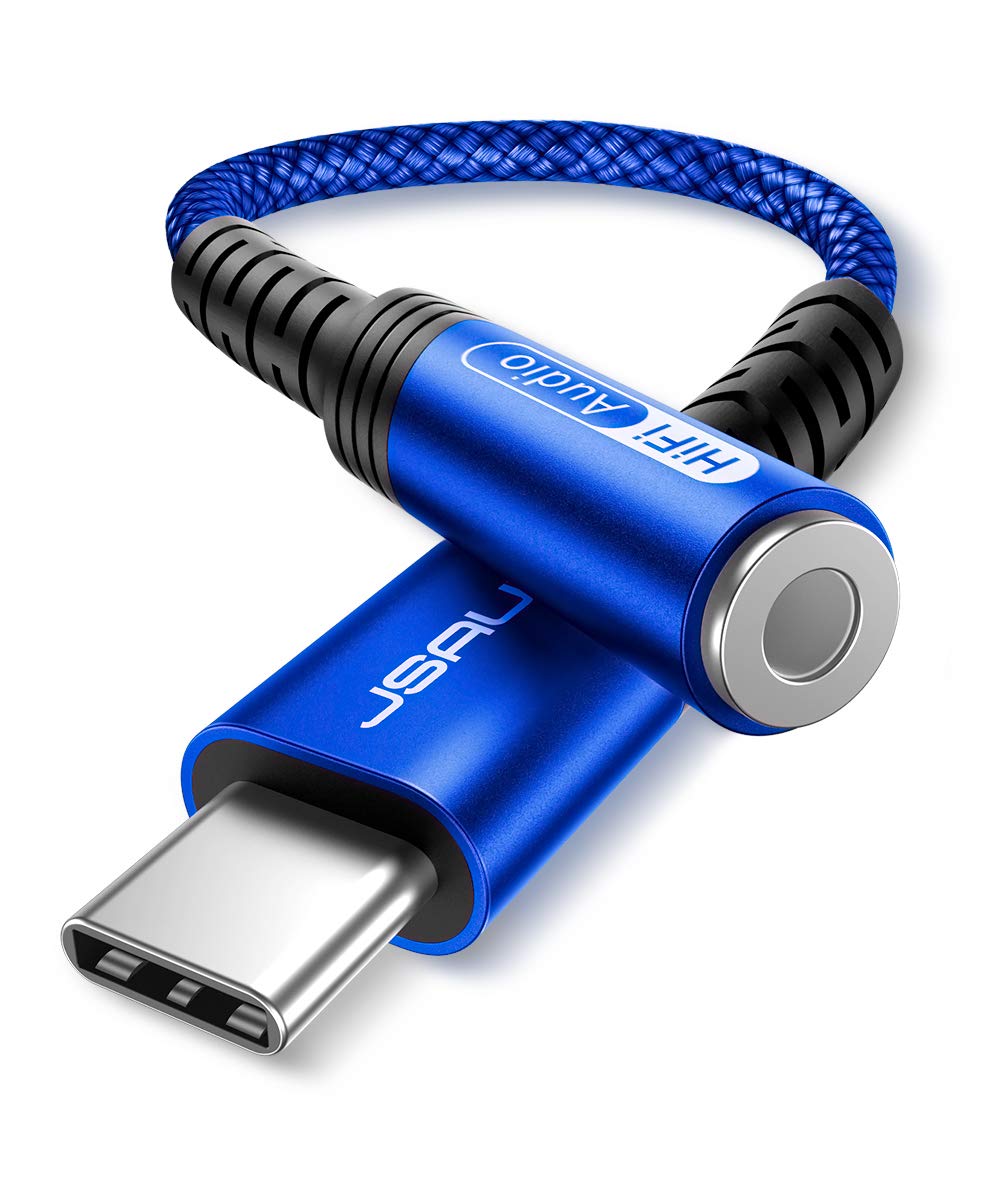 USB Type C to 3.5mm Female Headphone Jack Adapter, JSAUX USB C to Aux Audio Dongle Cable Cord Compatible with iPhone 15 Pro Max/15 Pro/15 Plus, Samsung Galaxy S23/S22/S21 Ultra, iPad Pro, Pixel (Blue)