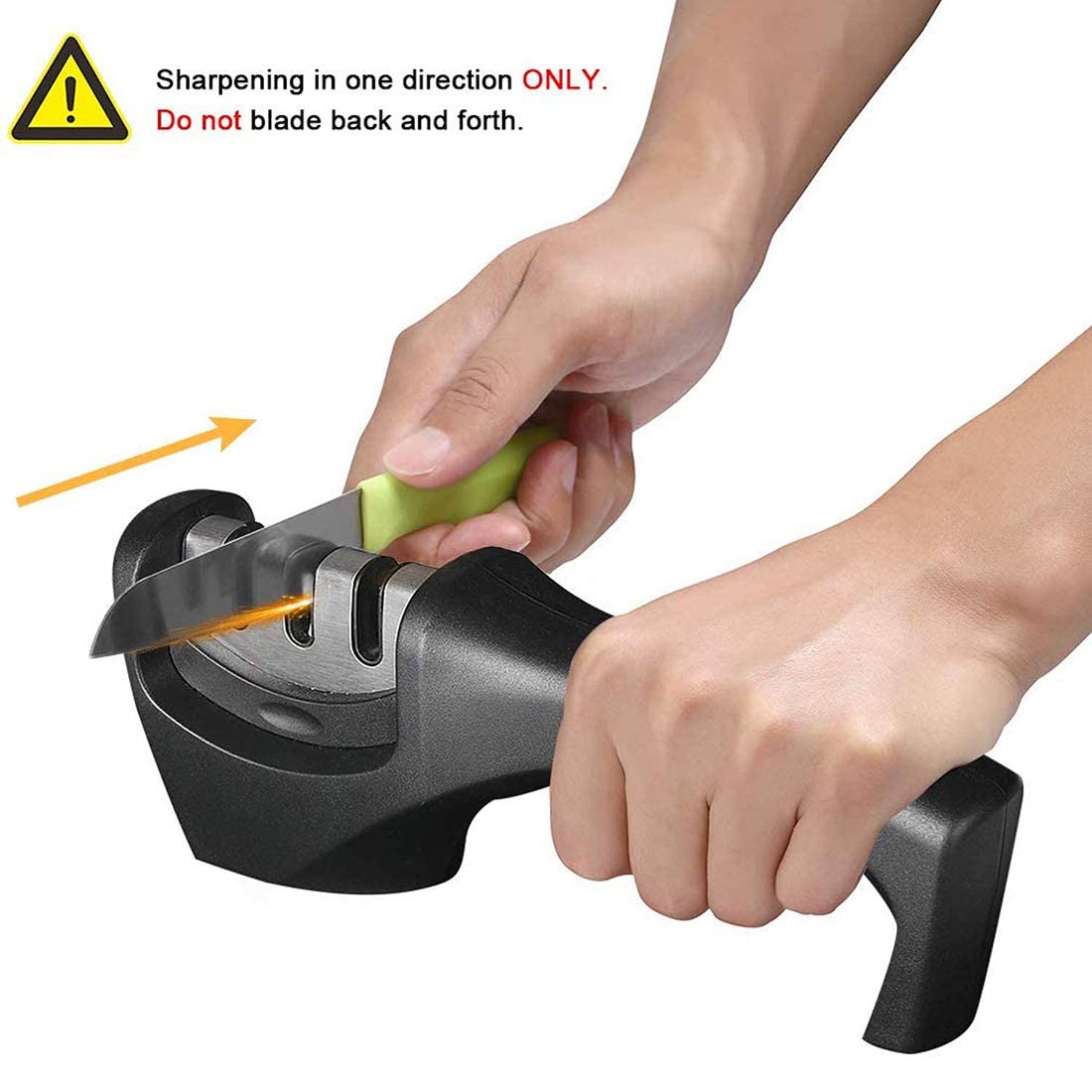 Sharp Knife Sharpener - Professional 3 Stage Manual Sharpener for Sharpening Kitchen Knives - Cerami