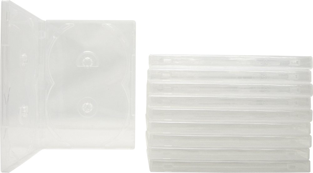 Square Deal Recordings & Supplies (10) Clear Quad 4-Disc Overlap Style DVD Cases/Boxes - DV4R14CL