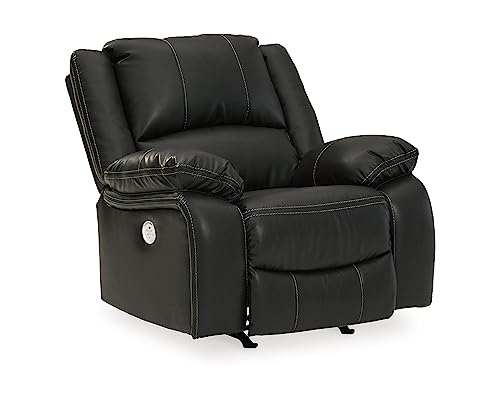 Signature Design by Ashley Calderwell Traditional Faux Leather Power Rocker Recliner, Black