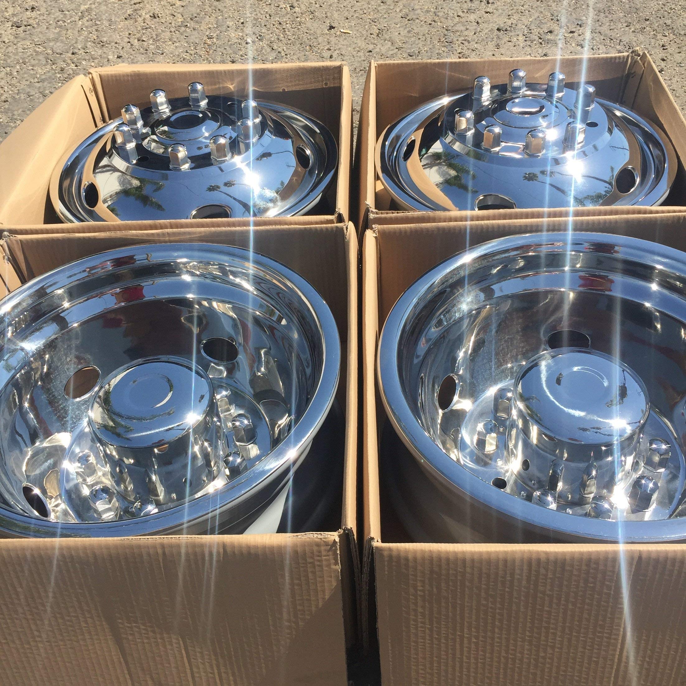 Velospinner Set of 4 Wheel Simulators 19.5" Dually for 2005-2021 Ford F450 F550 10 Lug Stainless Steel Dually Simulators