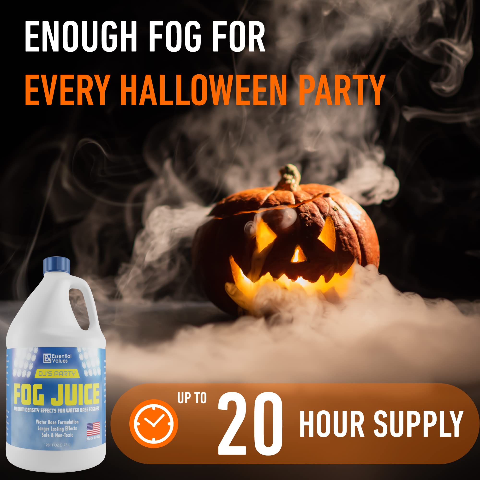 Smoke Machine Fog, Fluid for Fogging Machines β Fog Juice That Produces Long-Lasting Medium Density Smoke for Water-Based Foggers, For 400-1500 Watt Machines