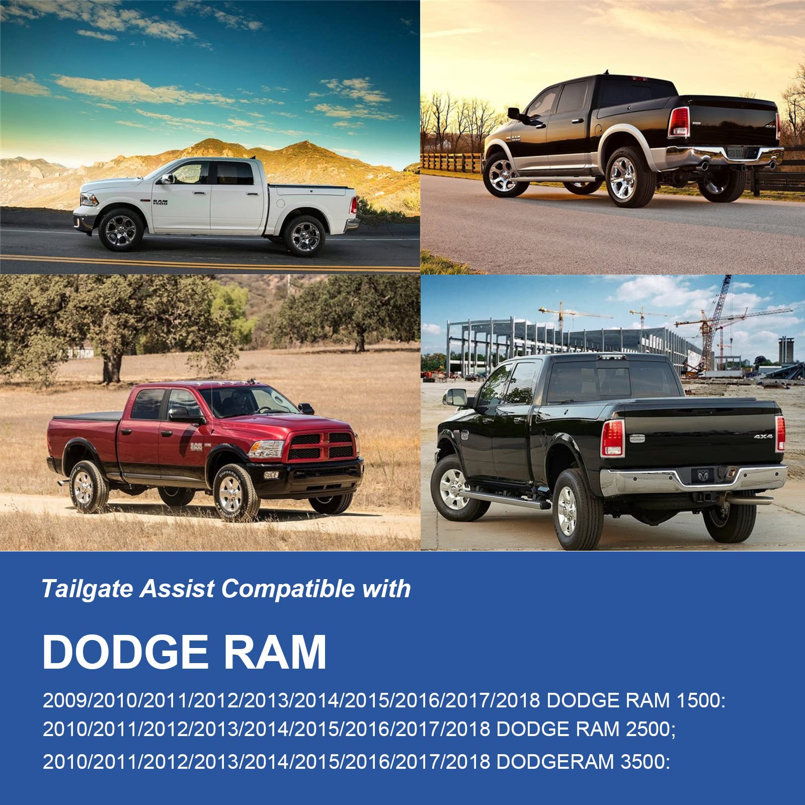 Truck Tailgate Assist Shock 43301 Compatible with 2009-2018 Dodge Ram 1500, 2010-2018 Dodge Ram 2500/3500 Pickup Tailgate Assist, Truck Tailgate Lift Assist Kit
