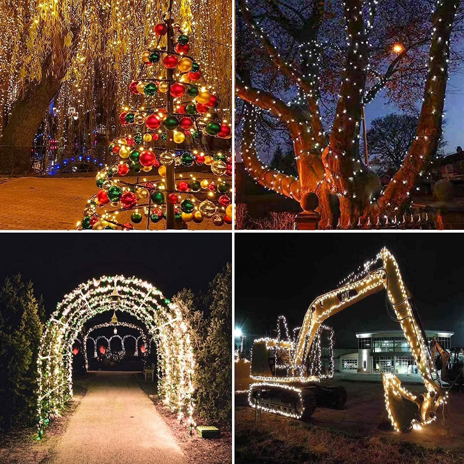 SANJICHA 2-Pack 144FT Solar Christmas Lights Outdoor Waterproof, Each 72FT 200 LED Solar String Lights, 8 Lighting Modes Green Wire Solar Xmas Tree Lights (Warm White)