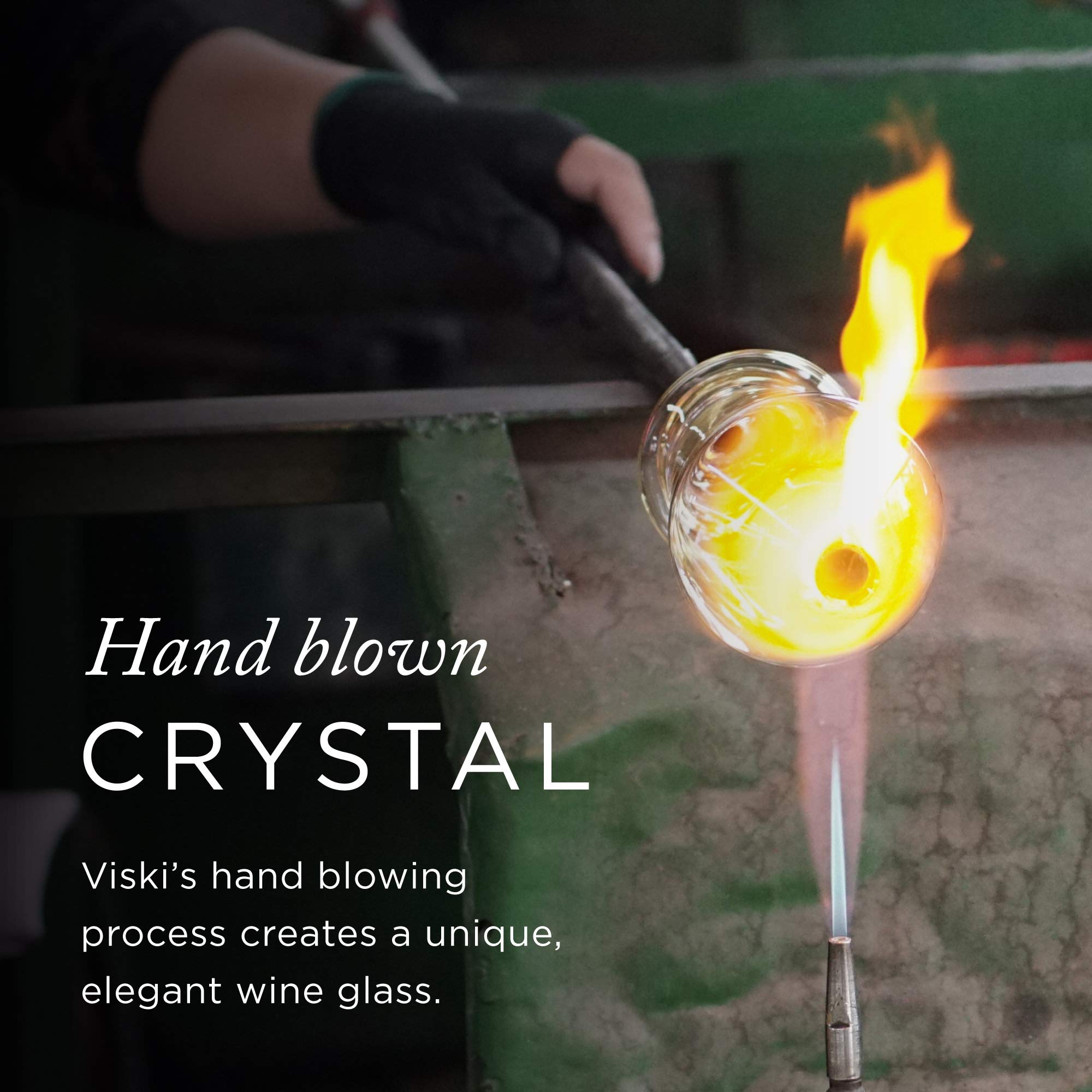 Viski Raye Angled Crystal Chardonnay Wine Glasses Set of 2, No-Lead Premium Crystal Clear Glass, Modern Stemmed, Flat Bottom White Wine Gift Set, 13oz