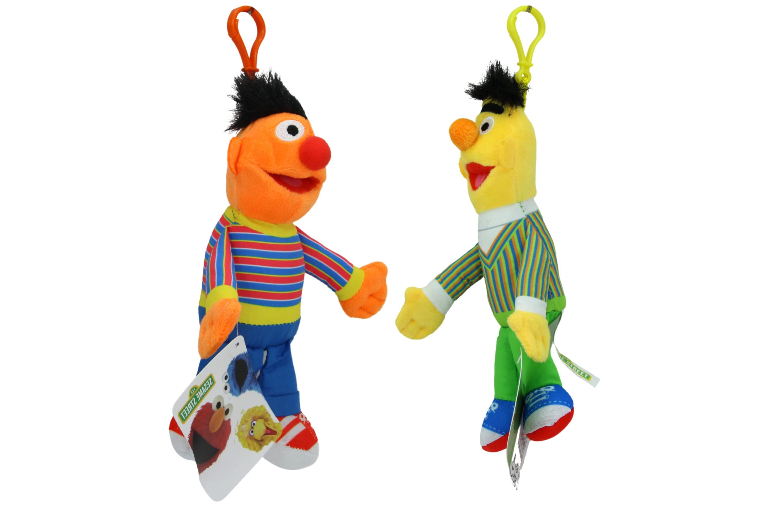 Sesame Street - Super Soft Gift Quality Plush Bag Clip/Key Clip 6619 Twin Pack - (8" 20cm Bert & 8" 20cm Ernie)