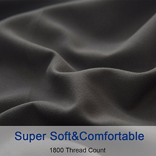 SONORO KATE Bed Sheet Set Super Soft Microfiber 1800 Thread Count Luxury Egyptian Sheets Fit 18-24 Inch Deep Pocket Mattress Wrinkle-4 Piece (Dark Grey, California King)