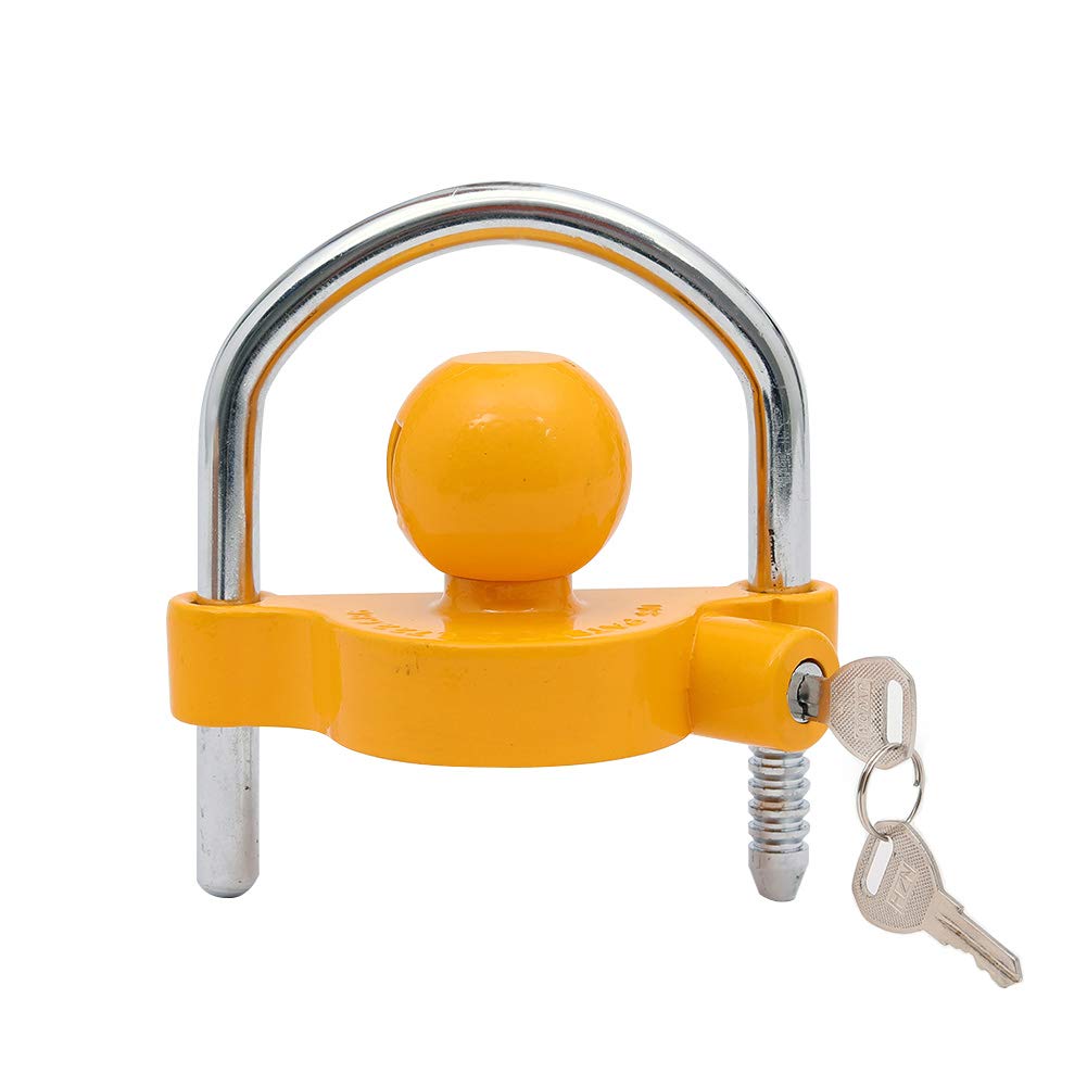 UCUT Trailer Lock Universal Coupler Ball Lock Fits 1-7/8", 2", and 2-5/16" Couplers, Boat Camper Accessories for Travel Trailers Adjustable Heavy-Duty Steel Hitch Lock with 2 Keys
