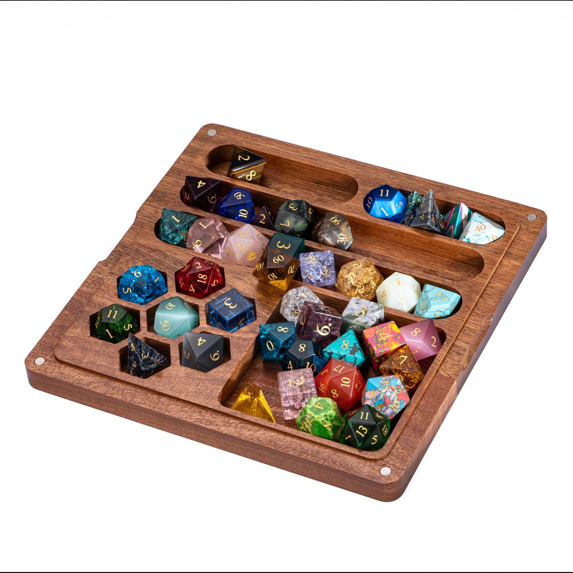 UDIXI 2 in 1 DND Dice Tray, Wooden Dice Box with Magnetic Lid & D&D Dice Holder Case, Dice Tray Combined into One for DND, D&D, RPG, Tabletop Games | Holds 6 Sets of Polyhedral Dice(Sapele Wood)