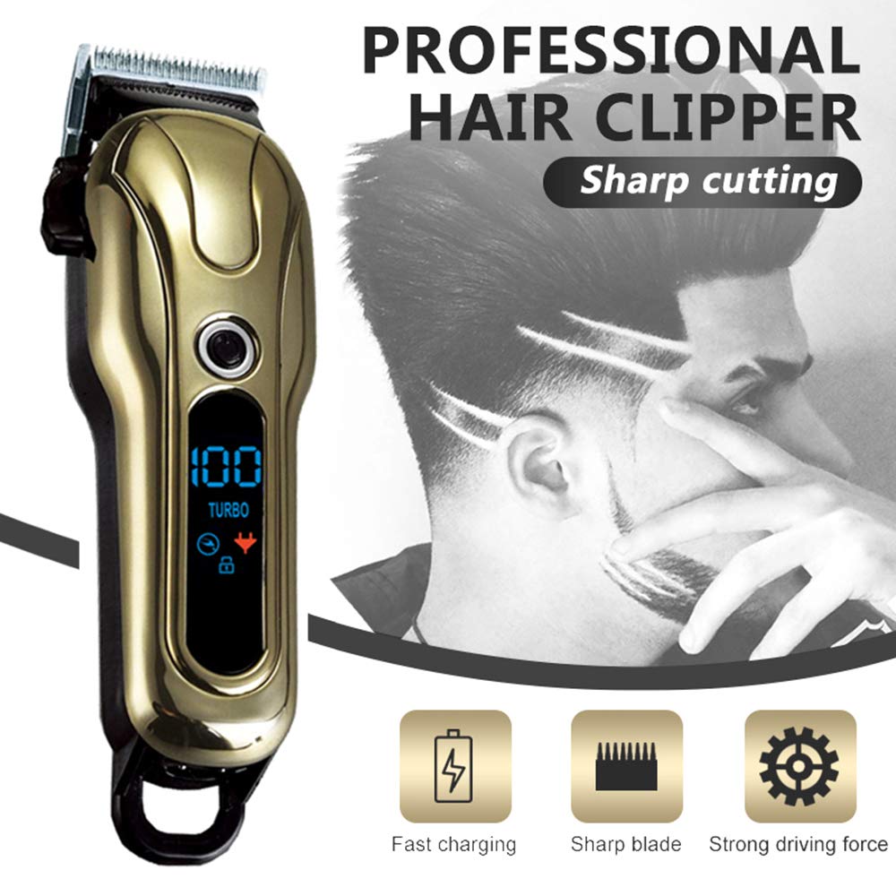 Yitrust Hair Clippers for Men, Professional Cordless Hair Trimme, Rechargeable Beard Trimmer with LCD Display, Home Hair Cut Kit, Cordless Barber Grooming Sets with Guide Combs (Black)