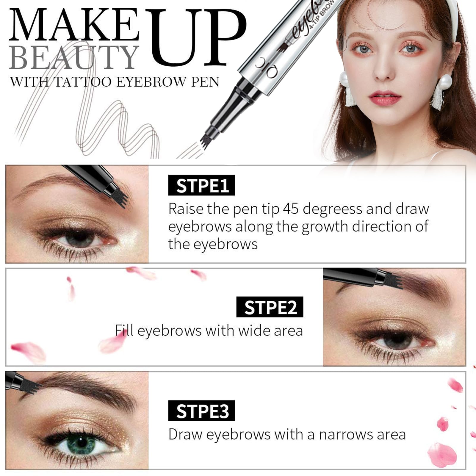 Udream Eyebrow Pencil Dark Brown,brow pencil,Liquid Waterproof Eyebrow Pencil,Eye Brow Pencils for Women,Eyebrow Microblading Pen,Eye Makeup Eyebrow Pen Long-Lasting Waterproof Micro 4 Point Brow Pen