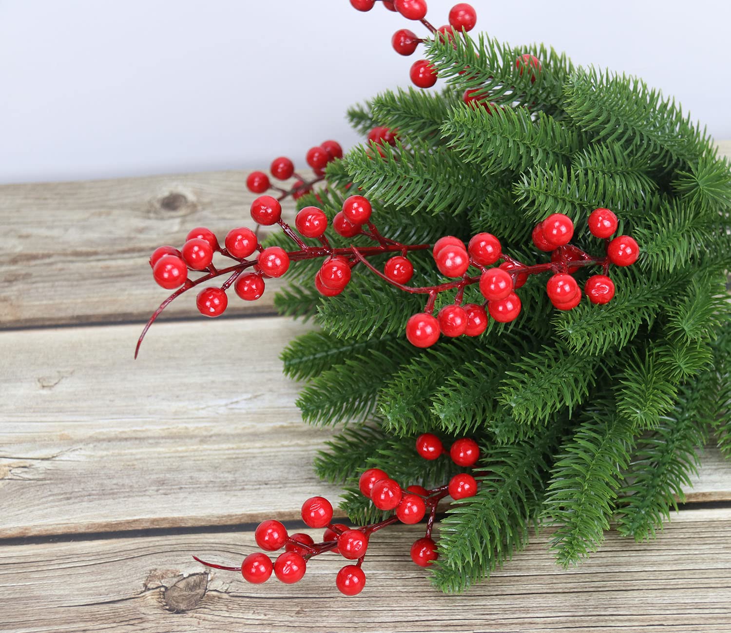 UWIOFF 12 Pack Artificial Red Berry, 10.2" Holly Christmas Berries Stems for Christmas Tree Wreath Decorations, Crafts, Festival Holiday and Home Decor