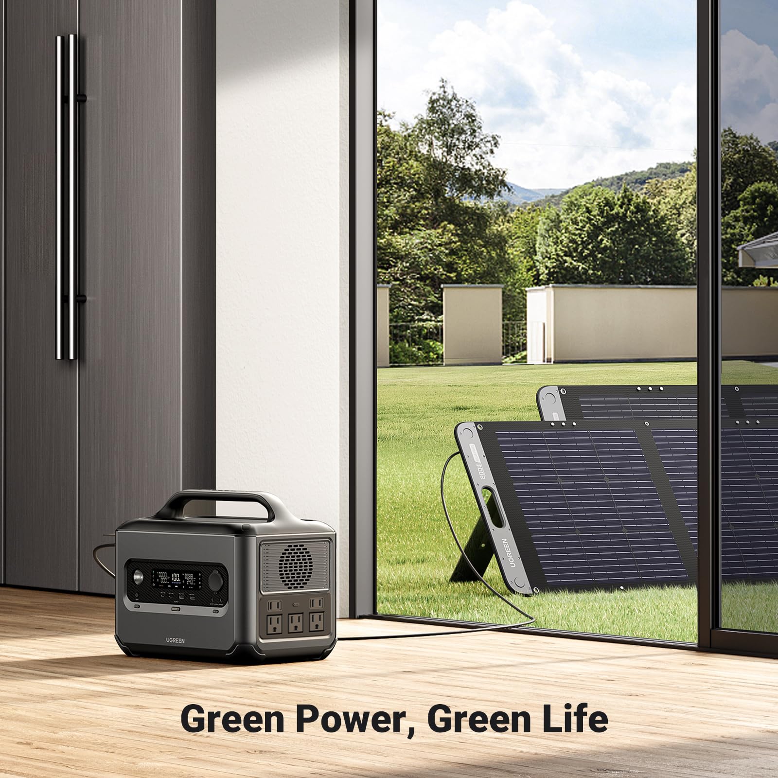 UGREEN Solar Generator PowerRoam 600 Portable Power Station with 200W Solar Panel, 680Wh LiFePO4 Battery, Fast Charging, 5 AC Outlets, Generators for Outdoor Camping/Home Backup/RVs
