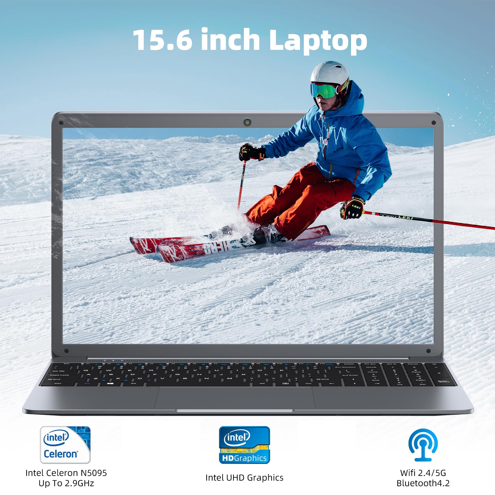 SGIN Laptop with 12GB RAM 512GB SSD, 15.6 Inch IPS FHD Display Laptops Computer, Celeron N5095 Quad Core Processor, 1920 * 1080, Dual Band WIFI, Bluetooth 4.2, Mini HDMI, 512GB TF Card Expansion