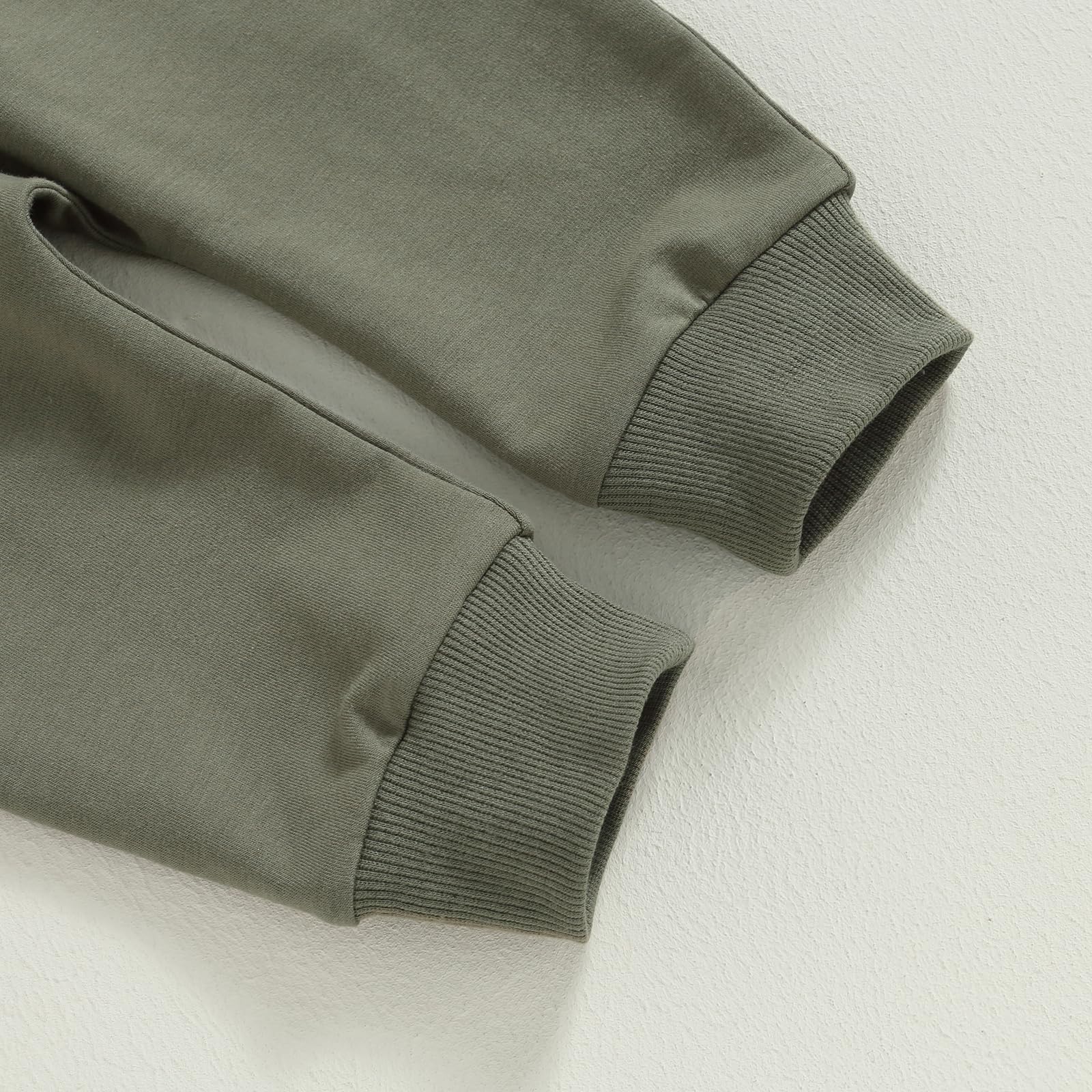 Rarjuiey Toddler Baby Boy Clothes Color Block Pullover Sweatshirt Top Elastic Waist Pockets Joggers Pants 2Pcs Fall Outfit (Army Green,0-6 Months)